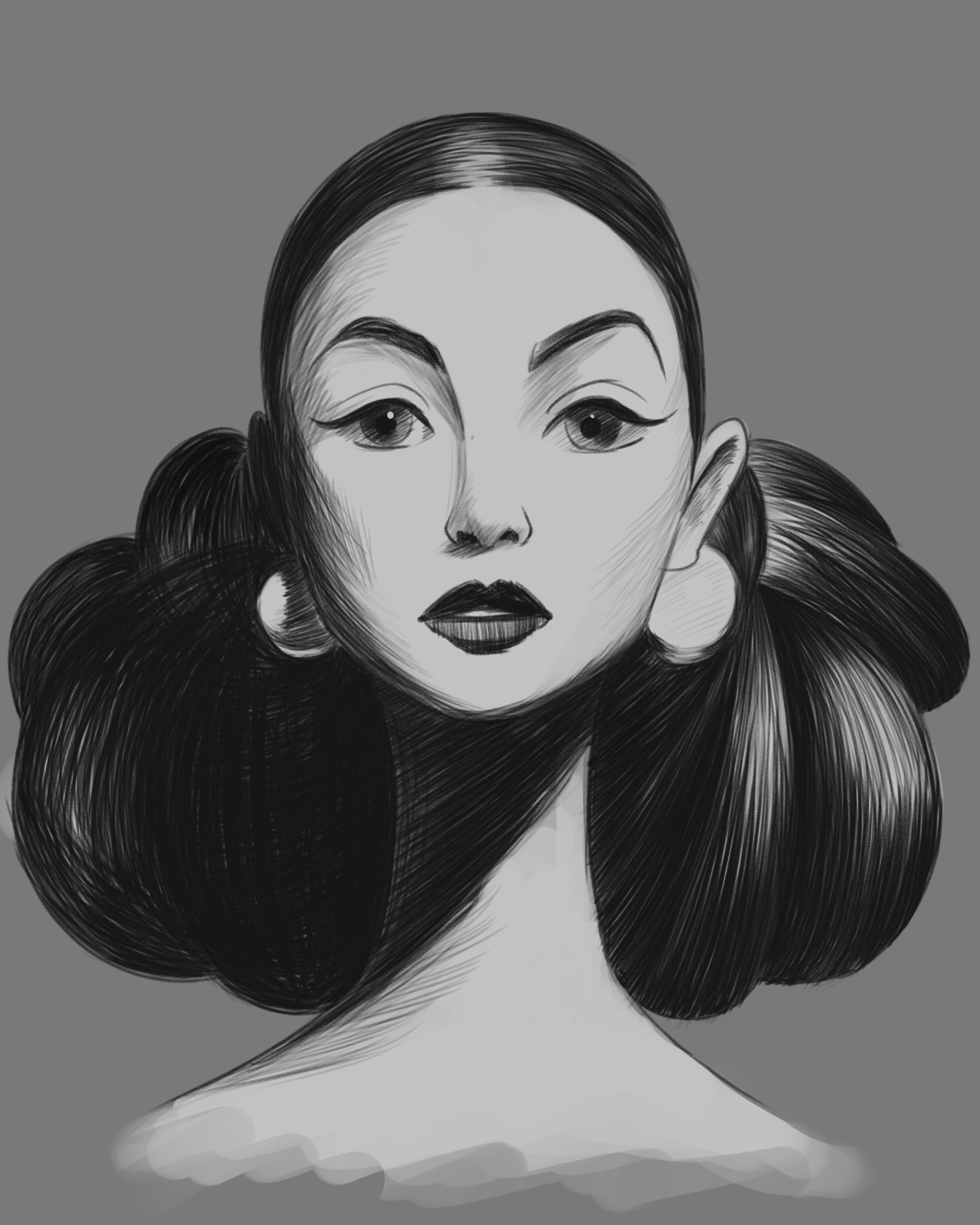 greyscale portrait, me, digital, 2021 | Scrolller