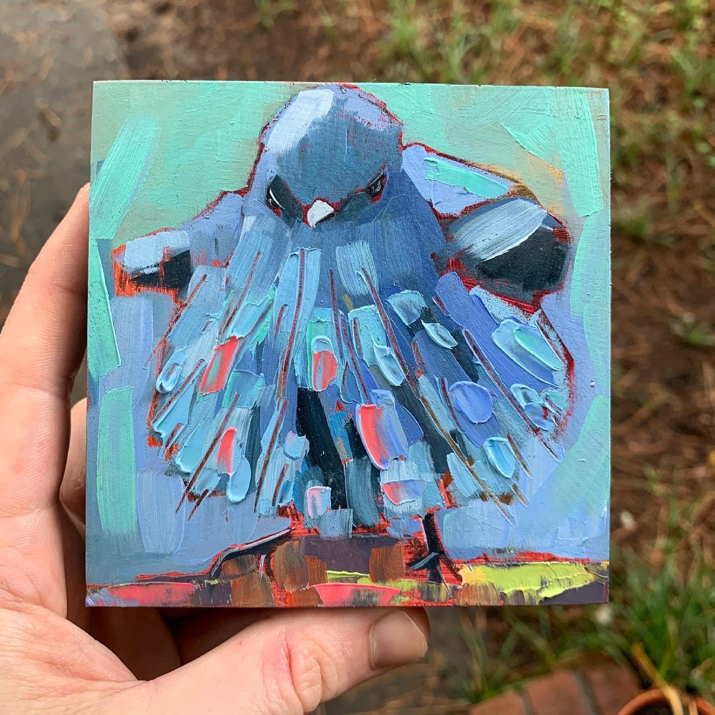 Grumpy - 4”x4” oil with gold leaf | Scrolller