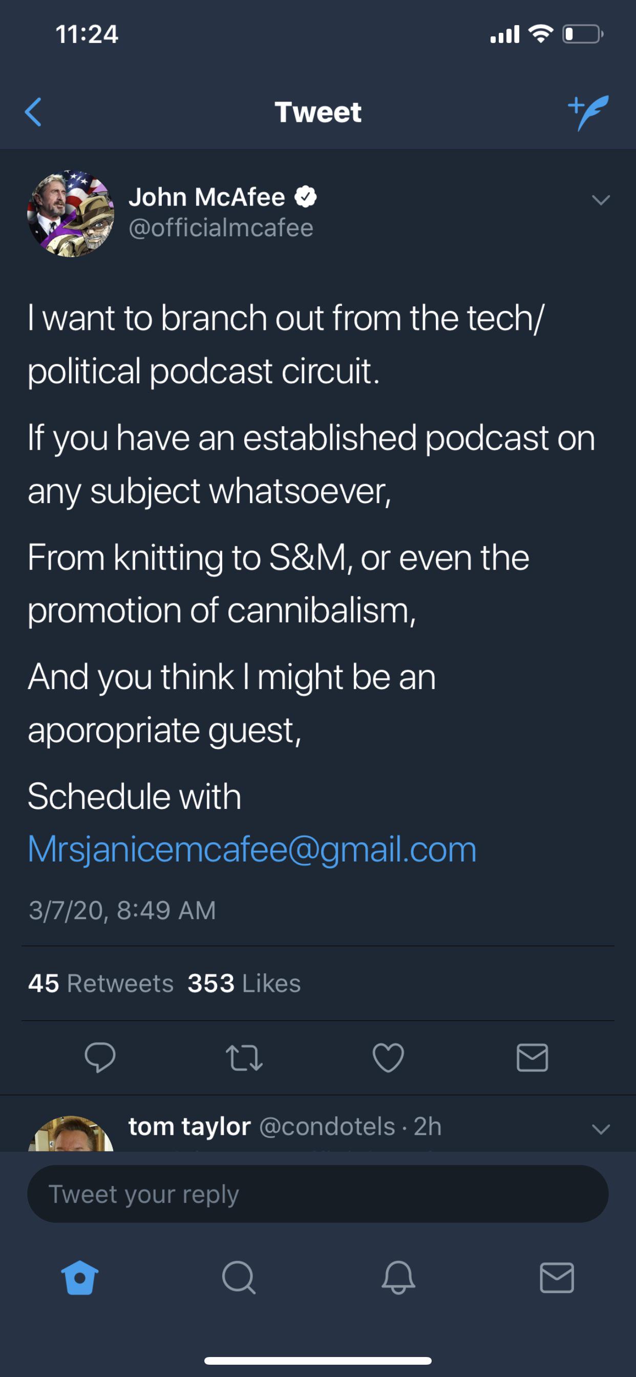 Guest Request: John Mcafee. If you don’t know him, look him up. | Scrolller