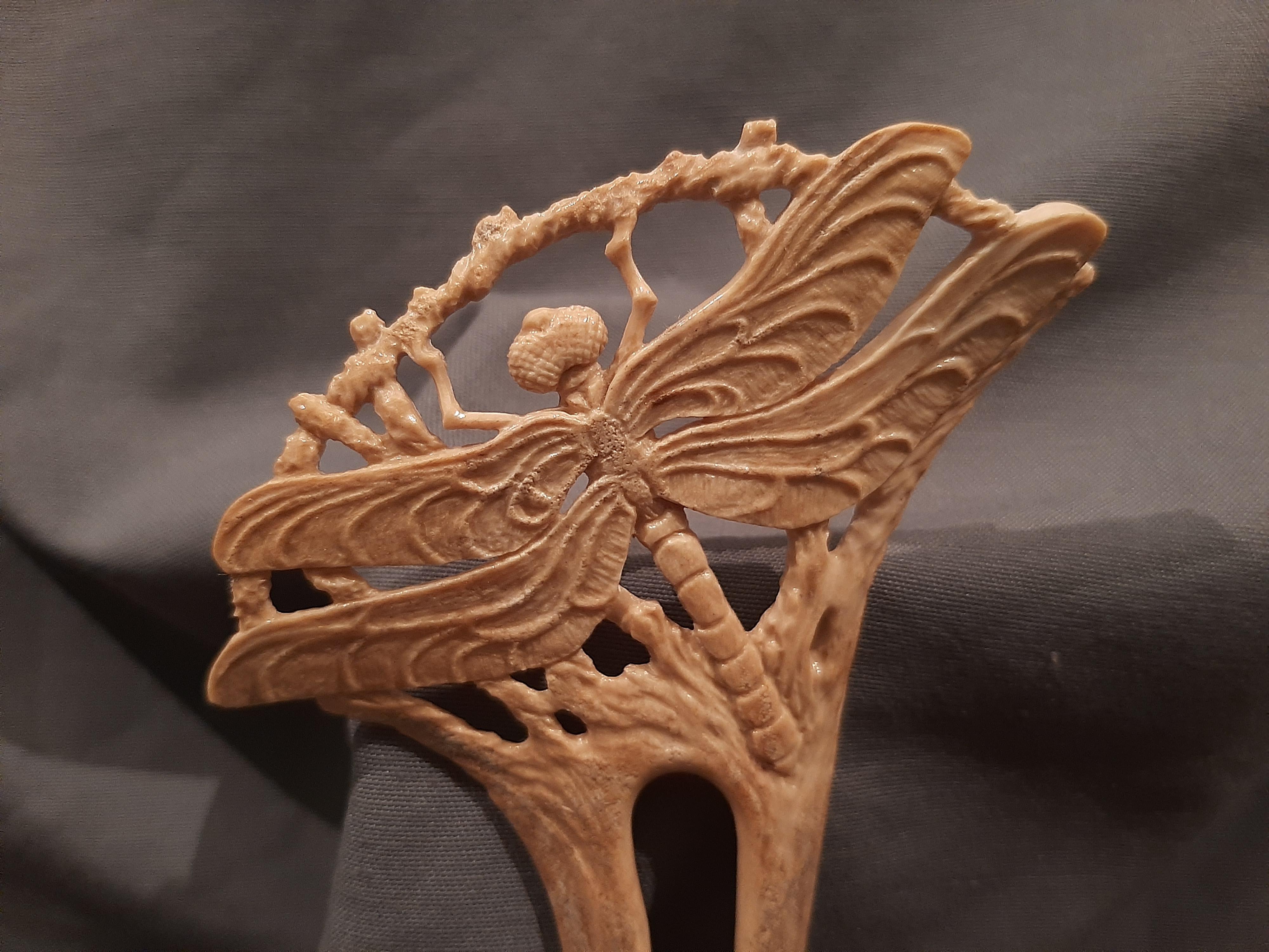 Hair stick, Me, Hand-carving a piece of deer antler, 2020 | Scrolller