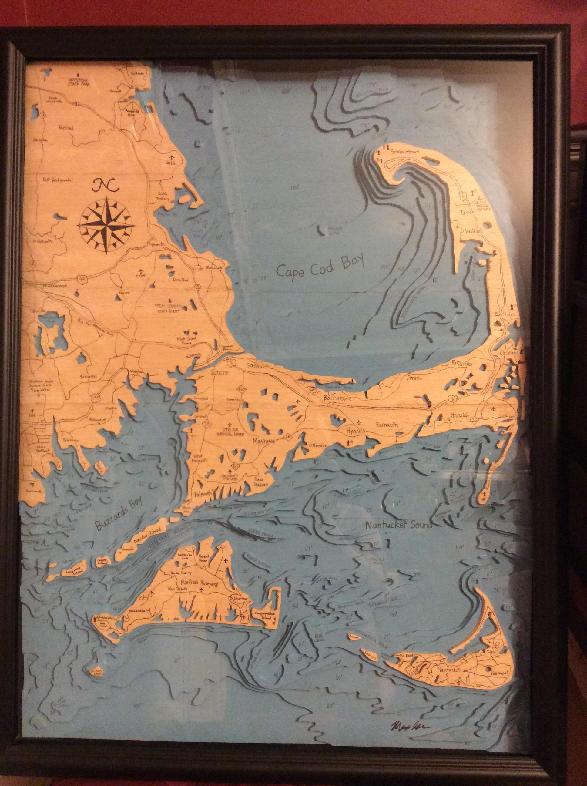 Hand-carved map of Cape Cod | Scrolller
