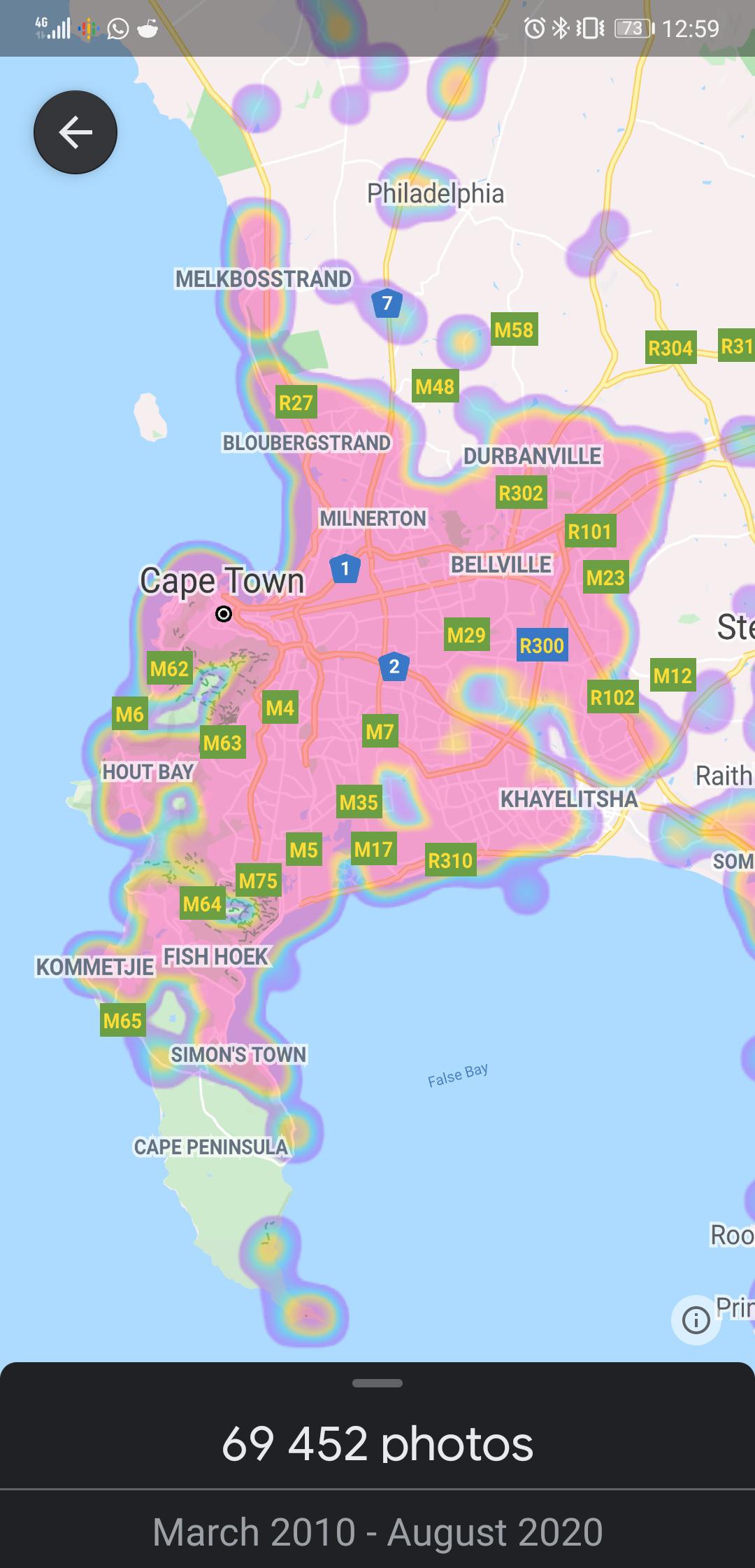 Heat map of locations where Iphotos I have taken over the last ten years in my city | Scrolller