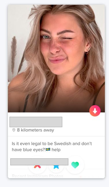 Her previous bio was "Swedish with green eyes. How did that happen?!" | Scrolller