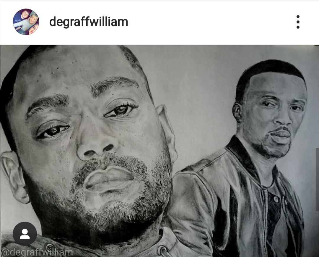 Here's an A3 portrait I drew of Dushane and Sully. | Scrolller