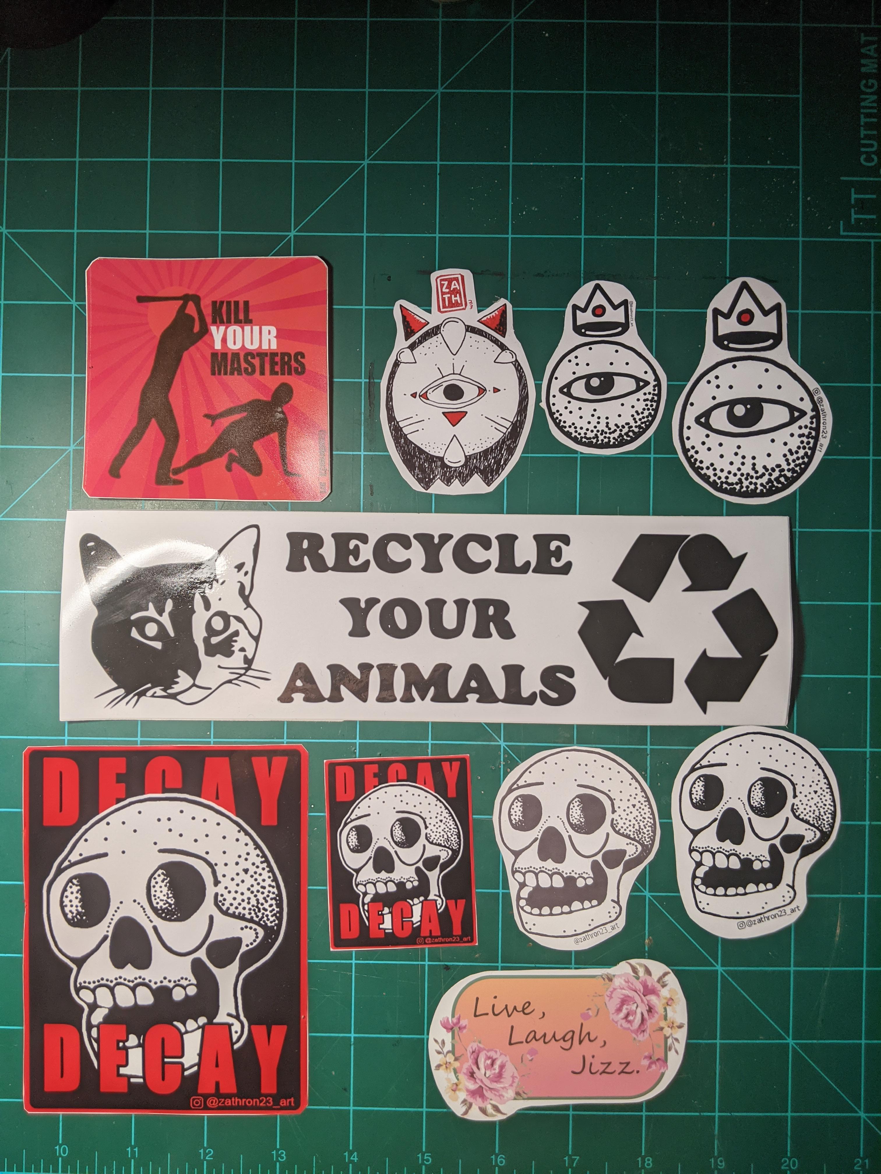 Here's my mess of stickers I've made while playing around. | Scrolller