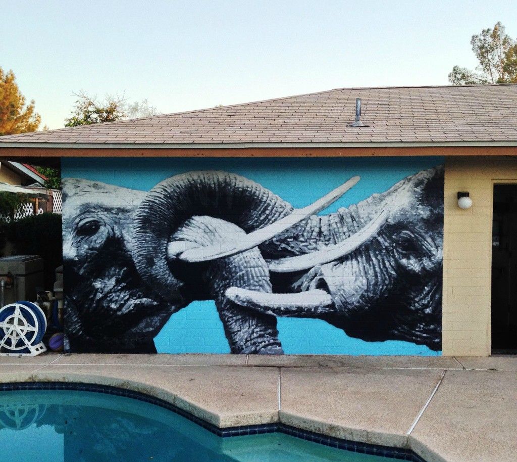 Hi, I'm DadSocks. I am a stencil artist and this is my first mural. What do you think? | Scrolller