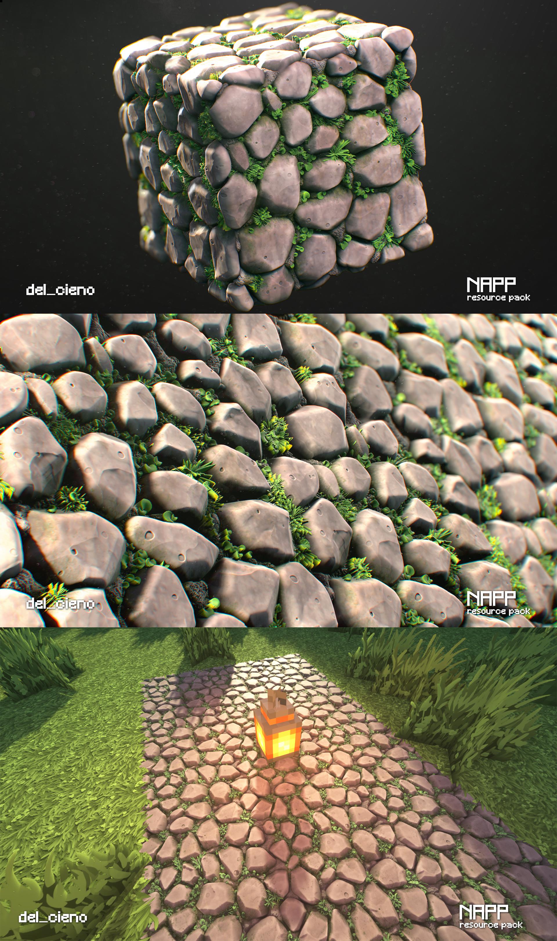 Hi! I've seen you liked the obsidian, so here is another render for my resouce pack: mossy ...