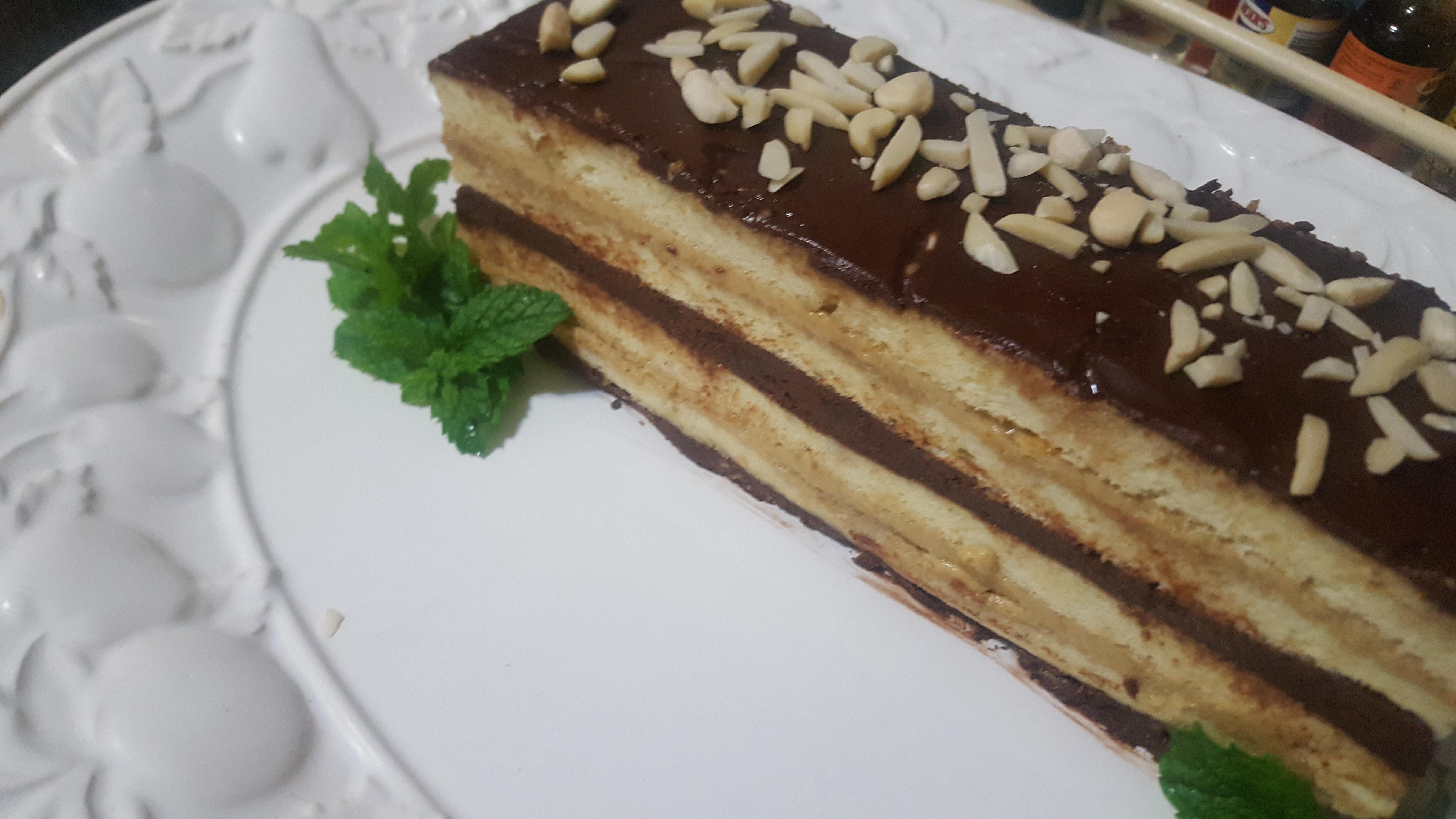 [Homemade] Opera Cake with a Chocolate tossed Pailleté feuilletine base | Scrolller