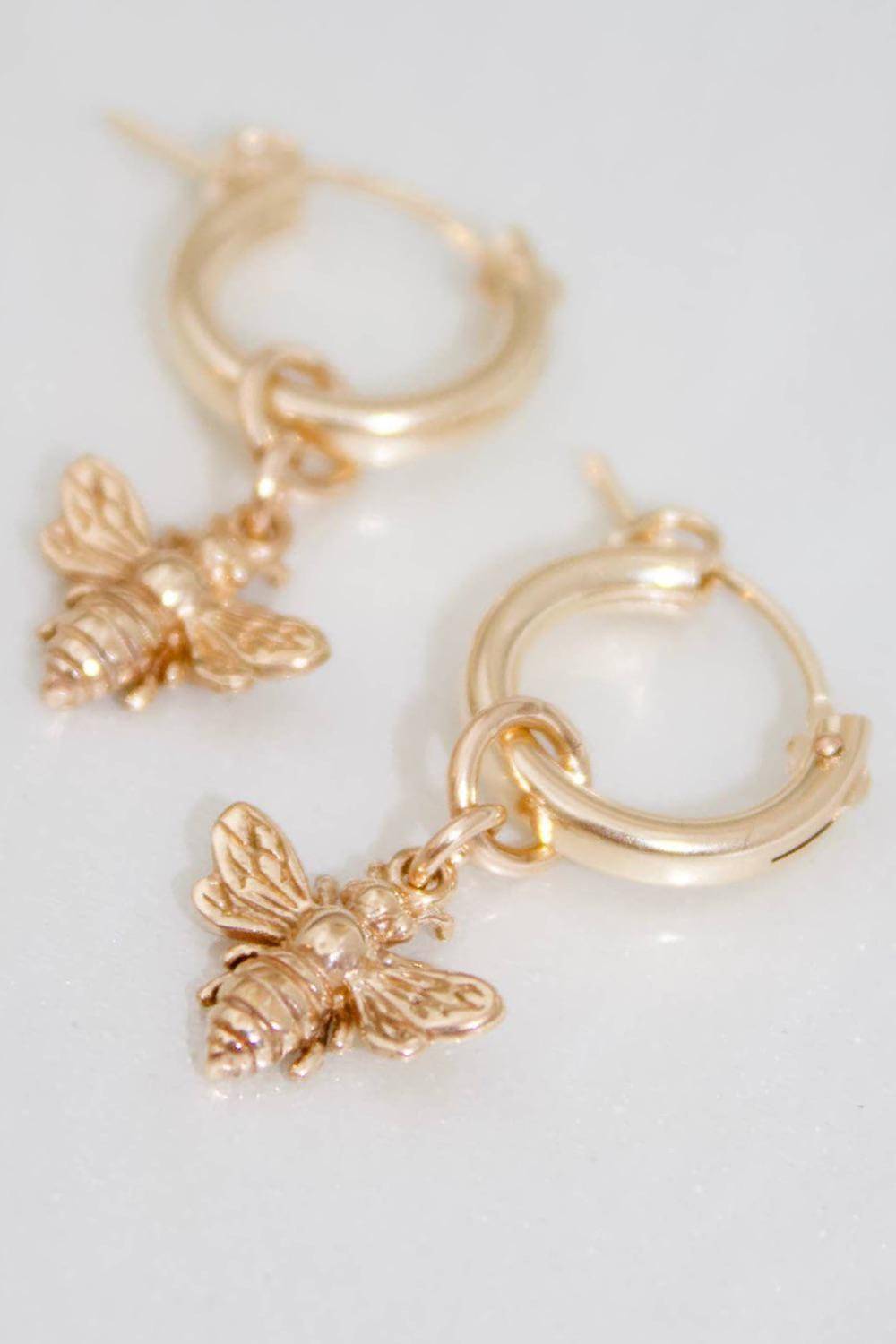Honey Bee Golden Hoop Earrings | Scrolller