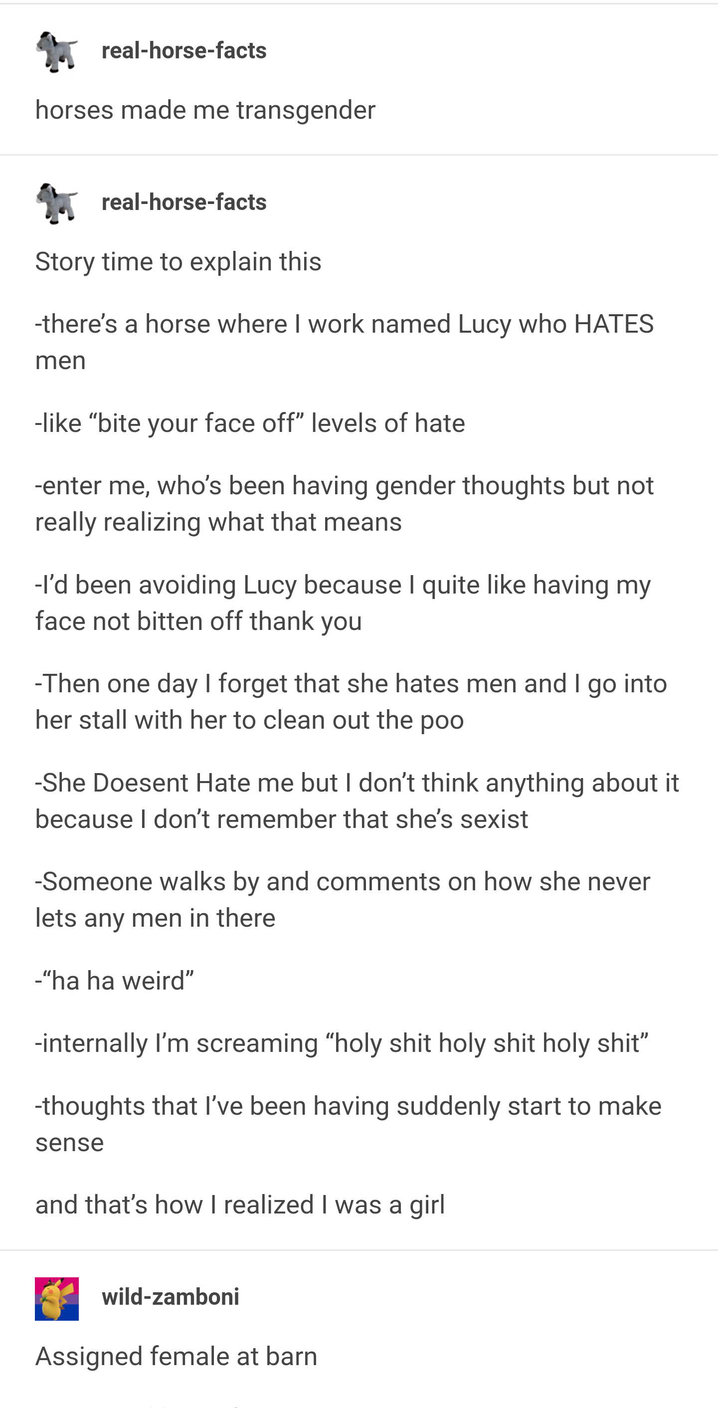 "horses made me transgender" | Scrolller