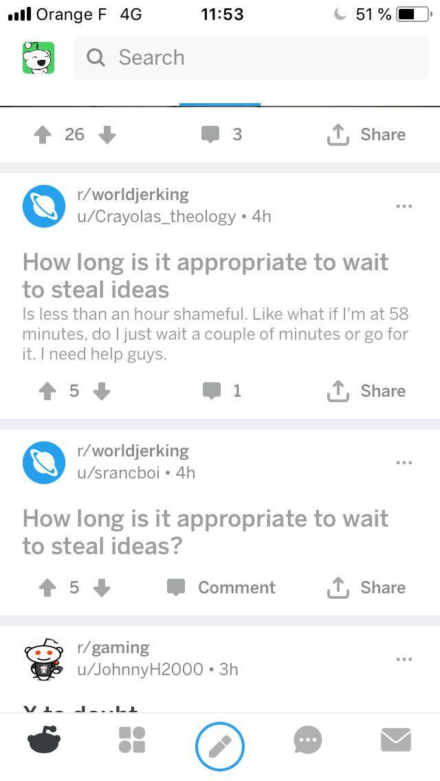 How is it appropriate to show a picture of posts asking how long is it appropriate to steal ...