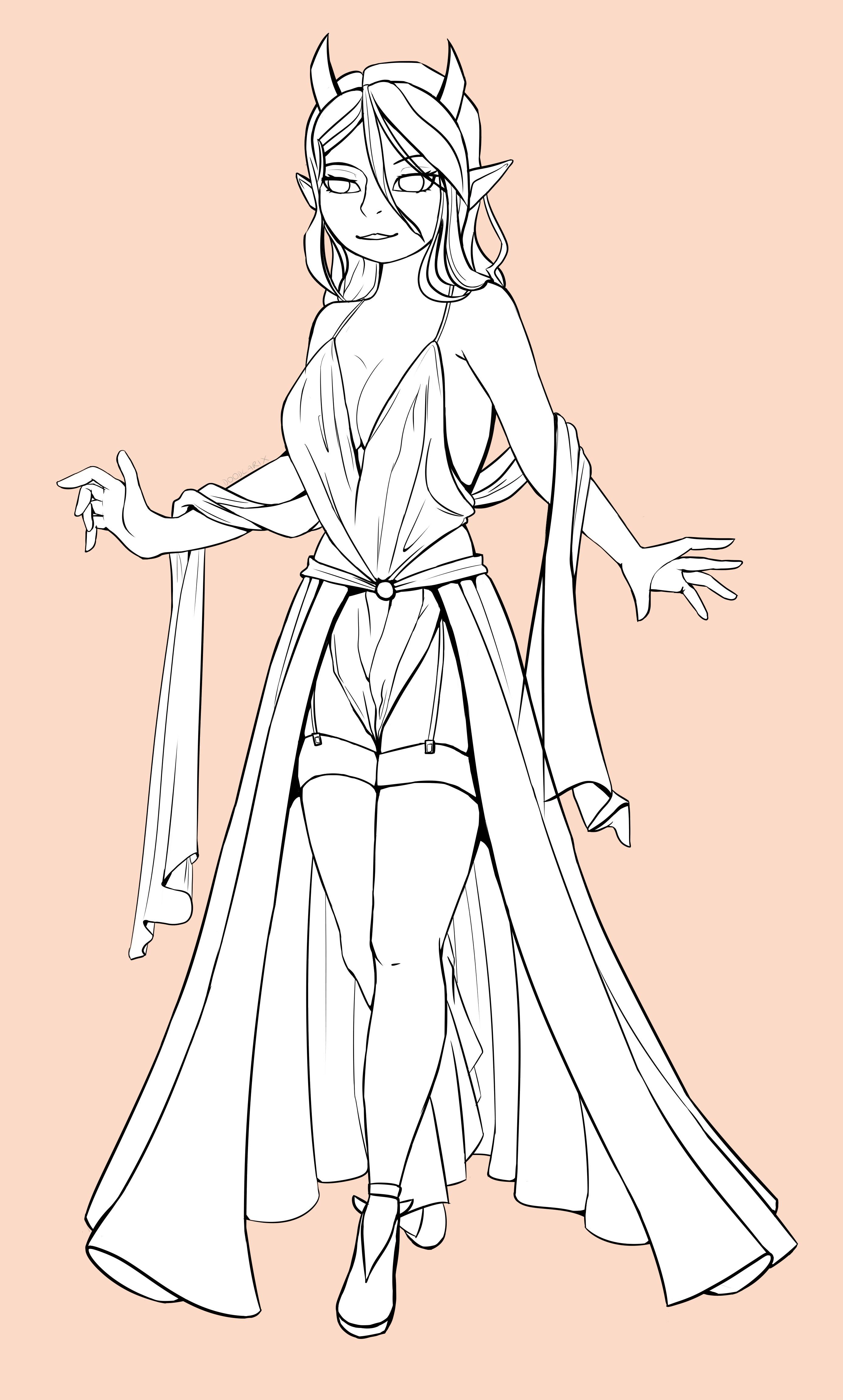 I almost finished linework for the piece im working on | Scrolller