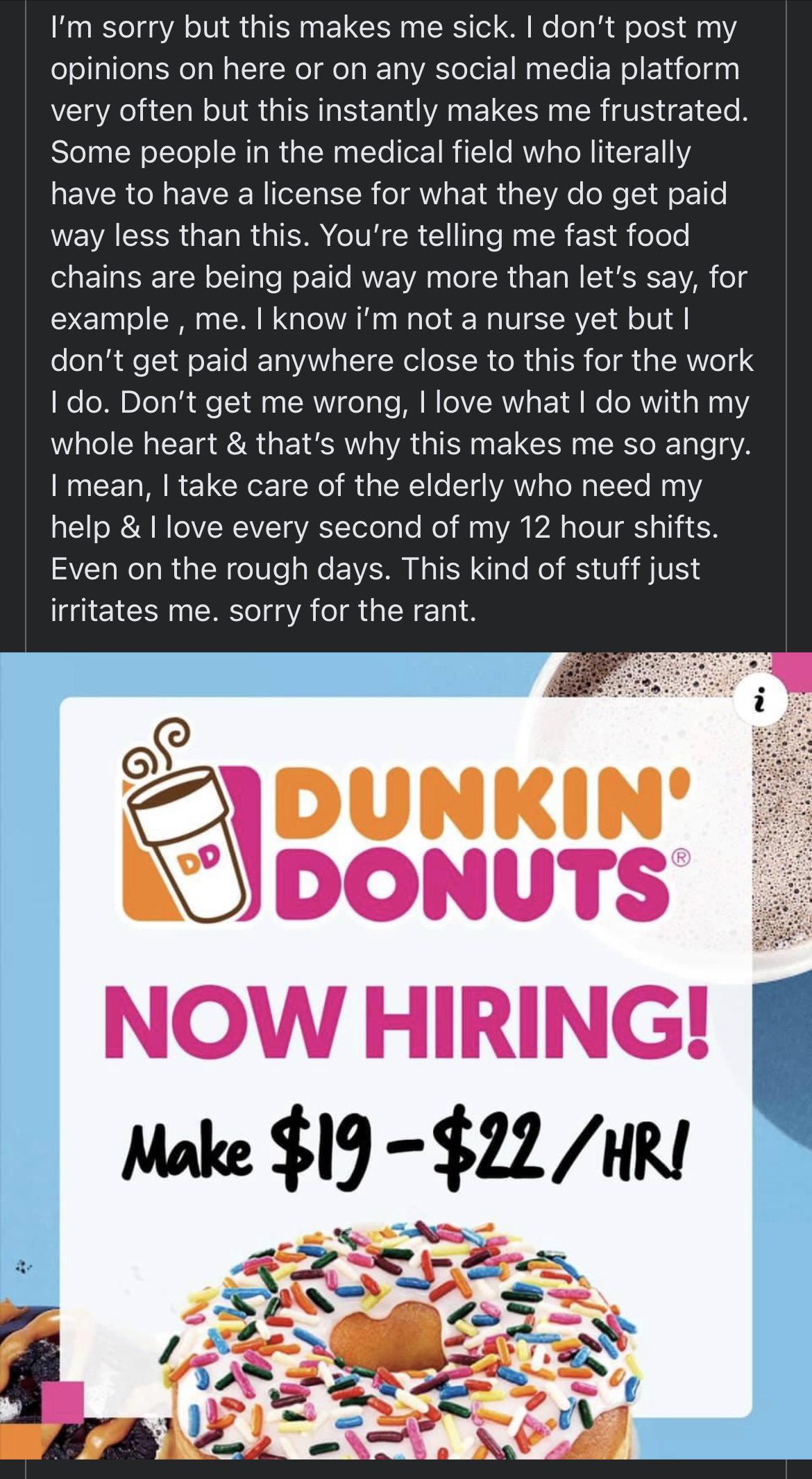 I Cant Tell If “not A Nurse” Wants Dunkin To Pay Their Workers Less