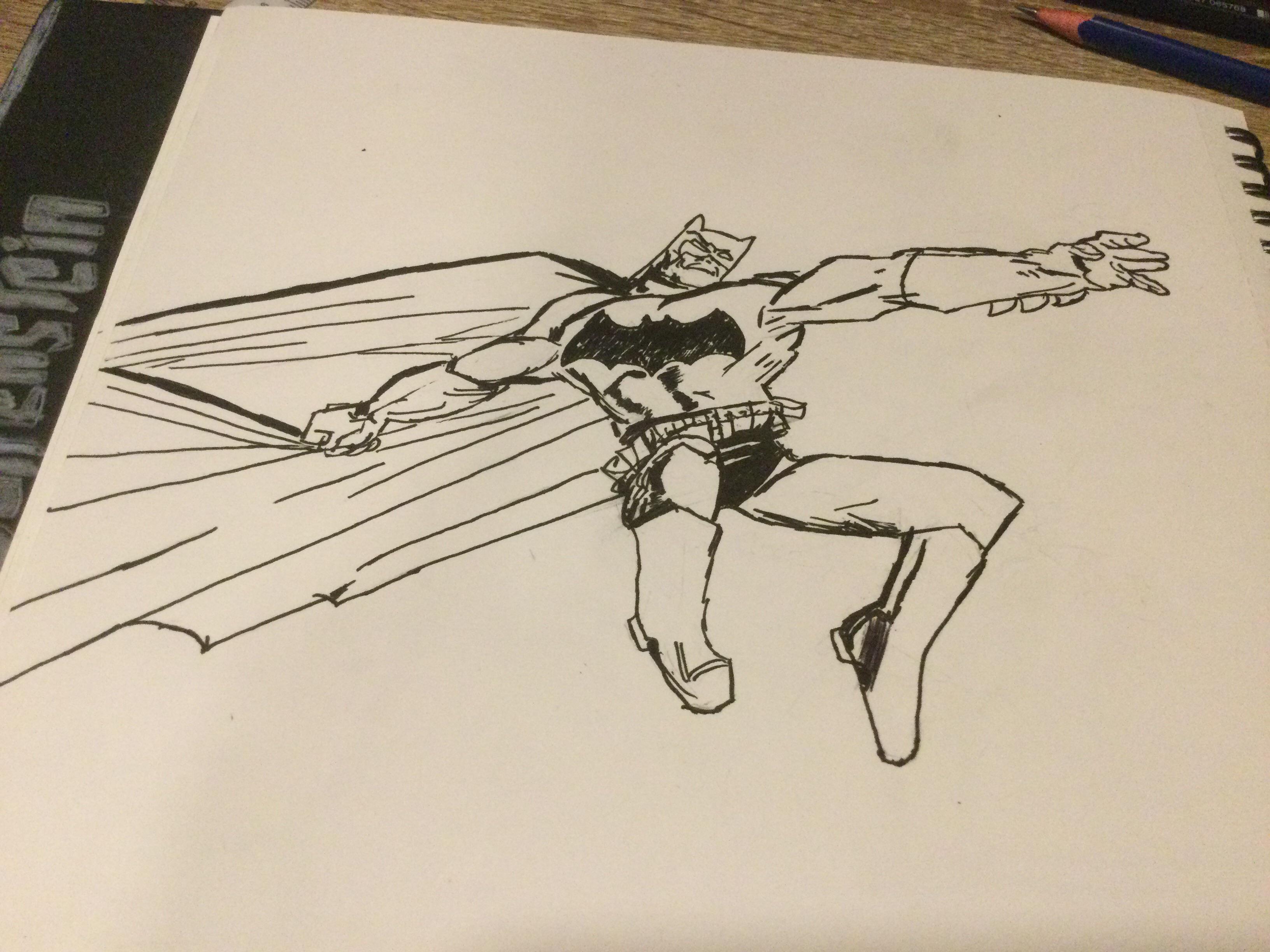 i drew Batman from The Dark Knight Returns the other day, used one of Frank Miller’s drawings ...