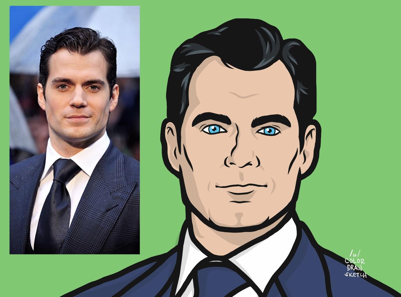 I drew Henry Cavill (who looked like Sterling Archer in that one pic) in the Archer style ...