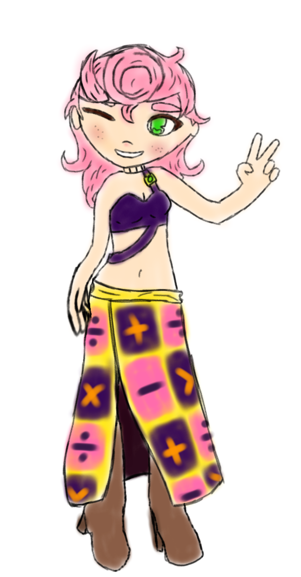 I drew Meggy as Trish Una from JoJo's Bizarre Adventure: Golden Wind since they share the same ...