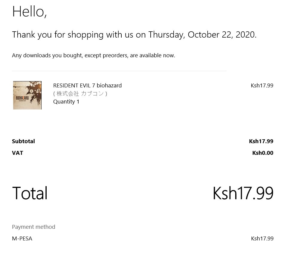 I just bought Resident Evil 7 for Ksh 18 on the Microsoft Store | Scrolller