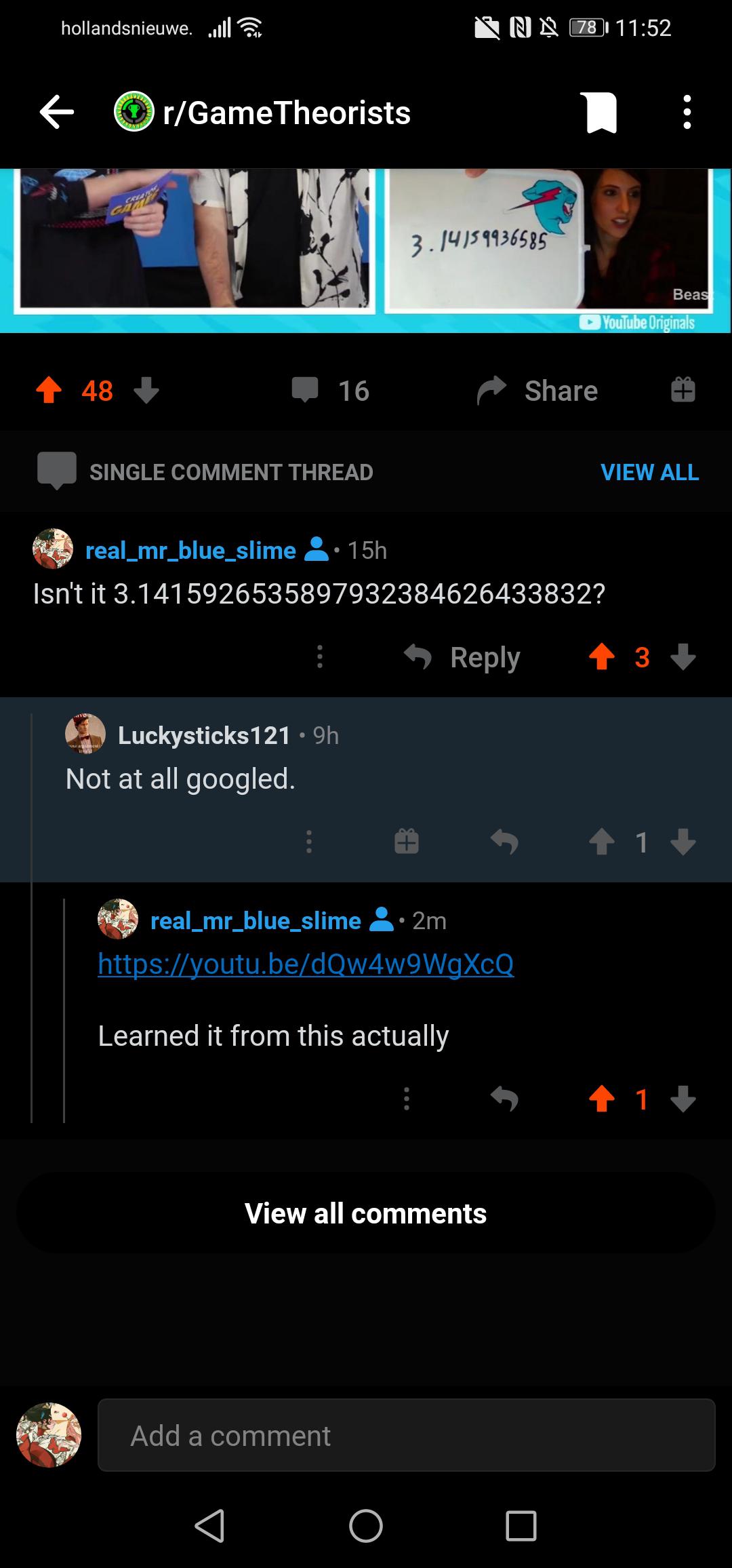 I just rick rolled someone because I knew some pi digits | Scrolller