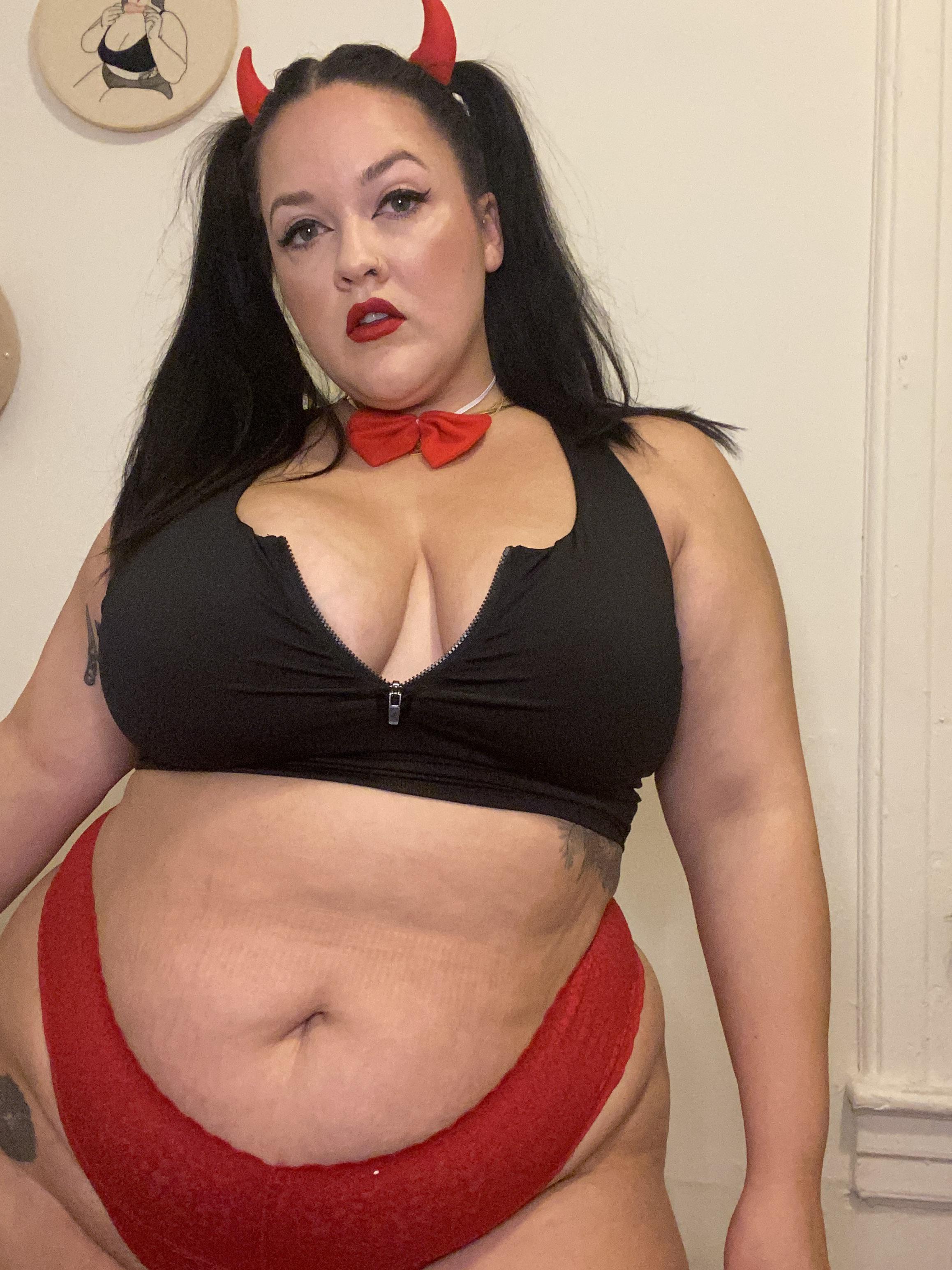 I love a red lacy thong and matching bow tie | Scrolller