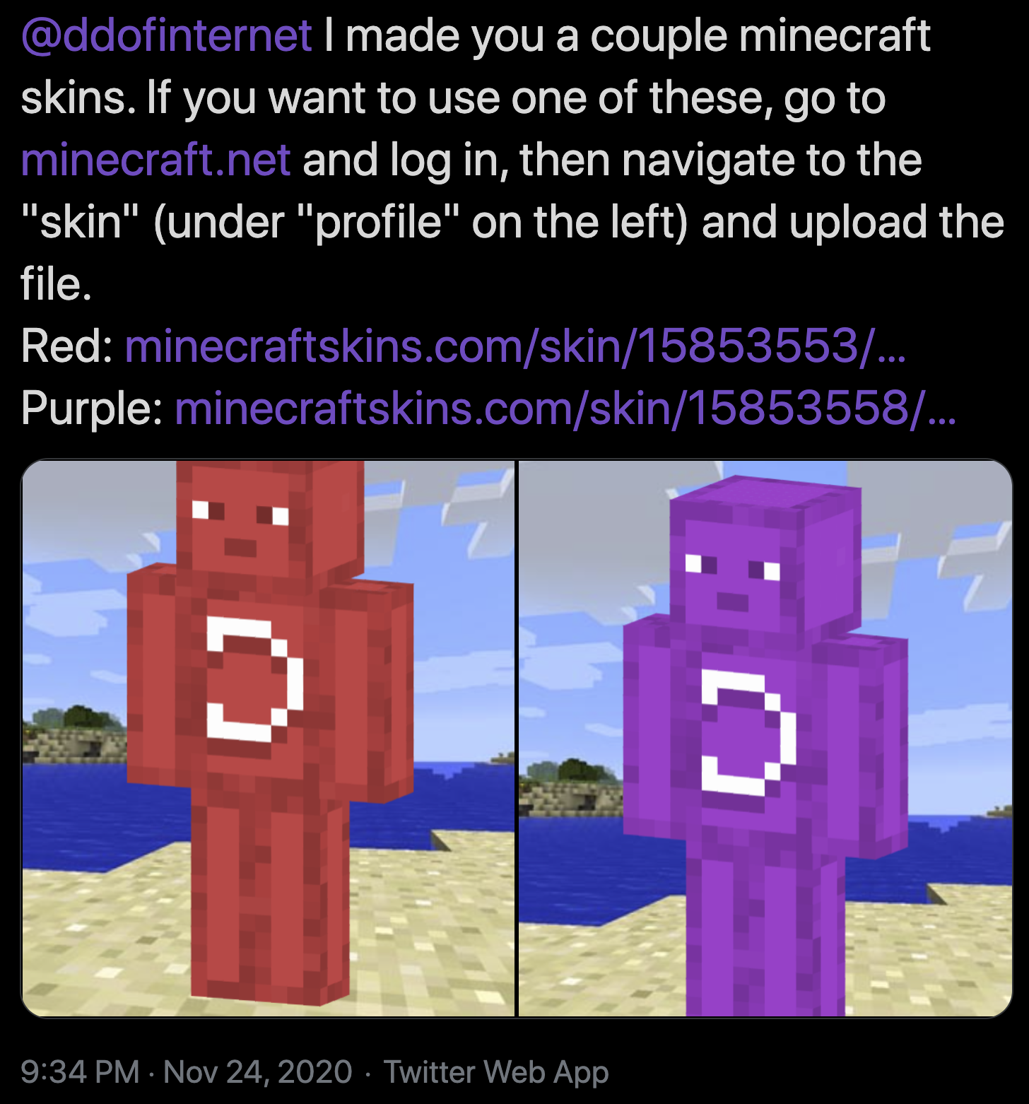 I made Jason a couple of minecraft skins. Hope he sees it! (Links to skins in comments) | Scrolller
