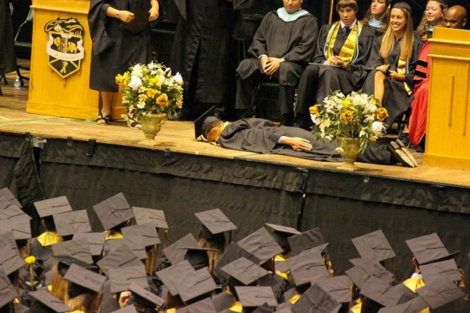 I took my high school graduation lying down. | Scrolller
