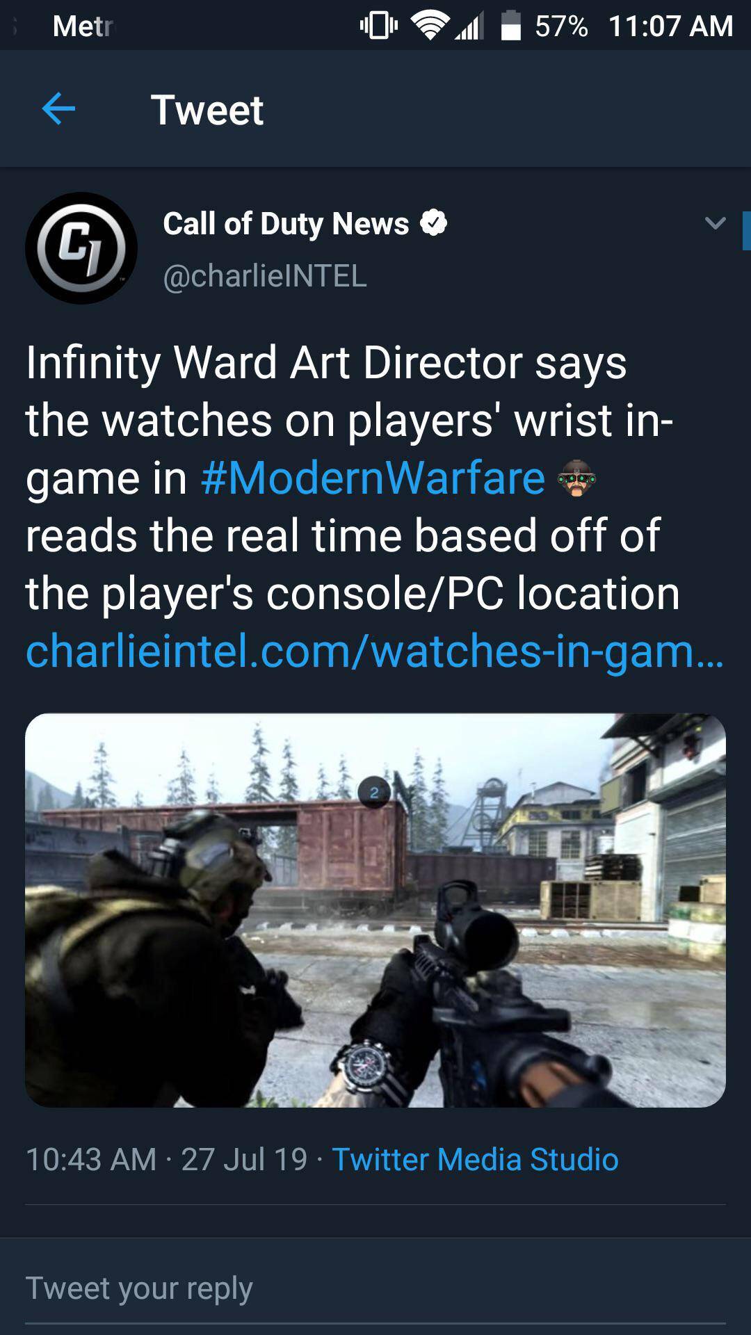 [Image] CoD Modern Warfare is implementing real life time via player wristwatch | Scrolller