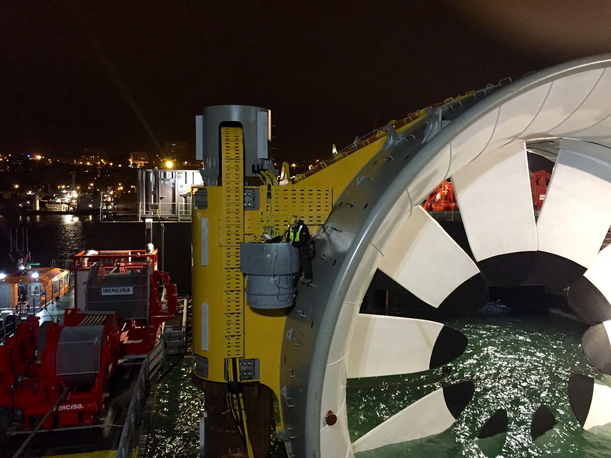 Image this tidal turbine spinning at full speed . | Scrolller