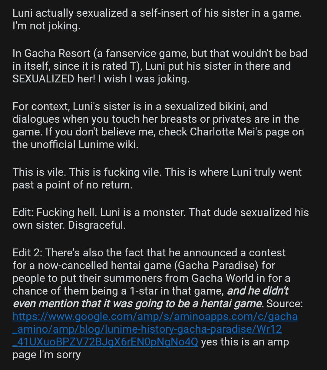 In case anyone don't know, luni is the developer of gacha life | Scrolller