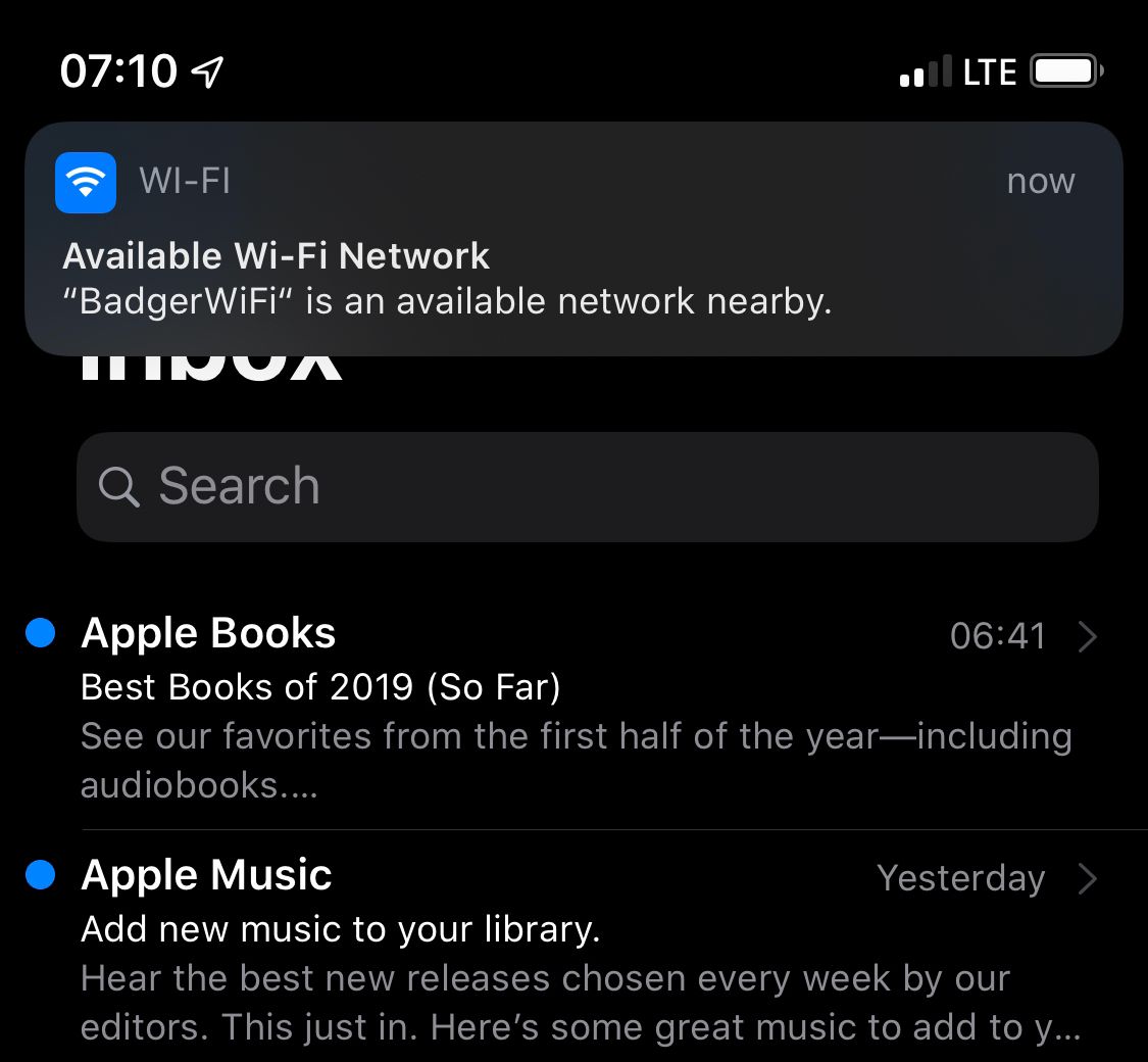 In iOS 13 you can get notification pop ups for available WiFi networks. | Scrolller
