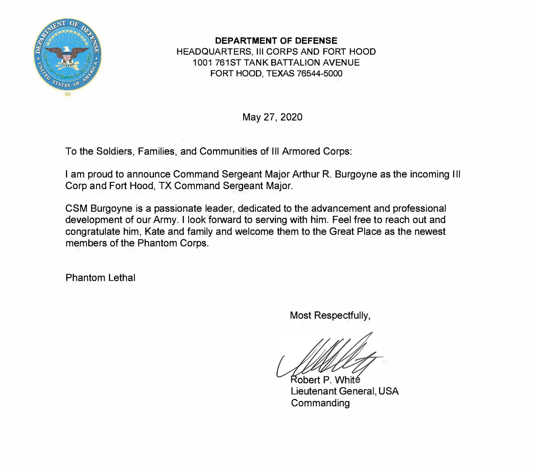 Inbound III Corps Command Sergeant Major | Scrolller