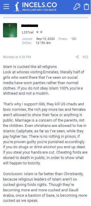 Incel supports ISIS | Scrolller