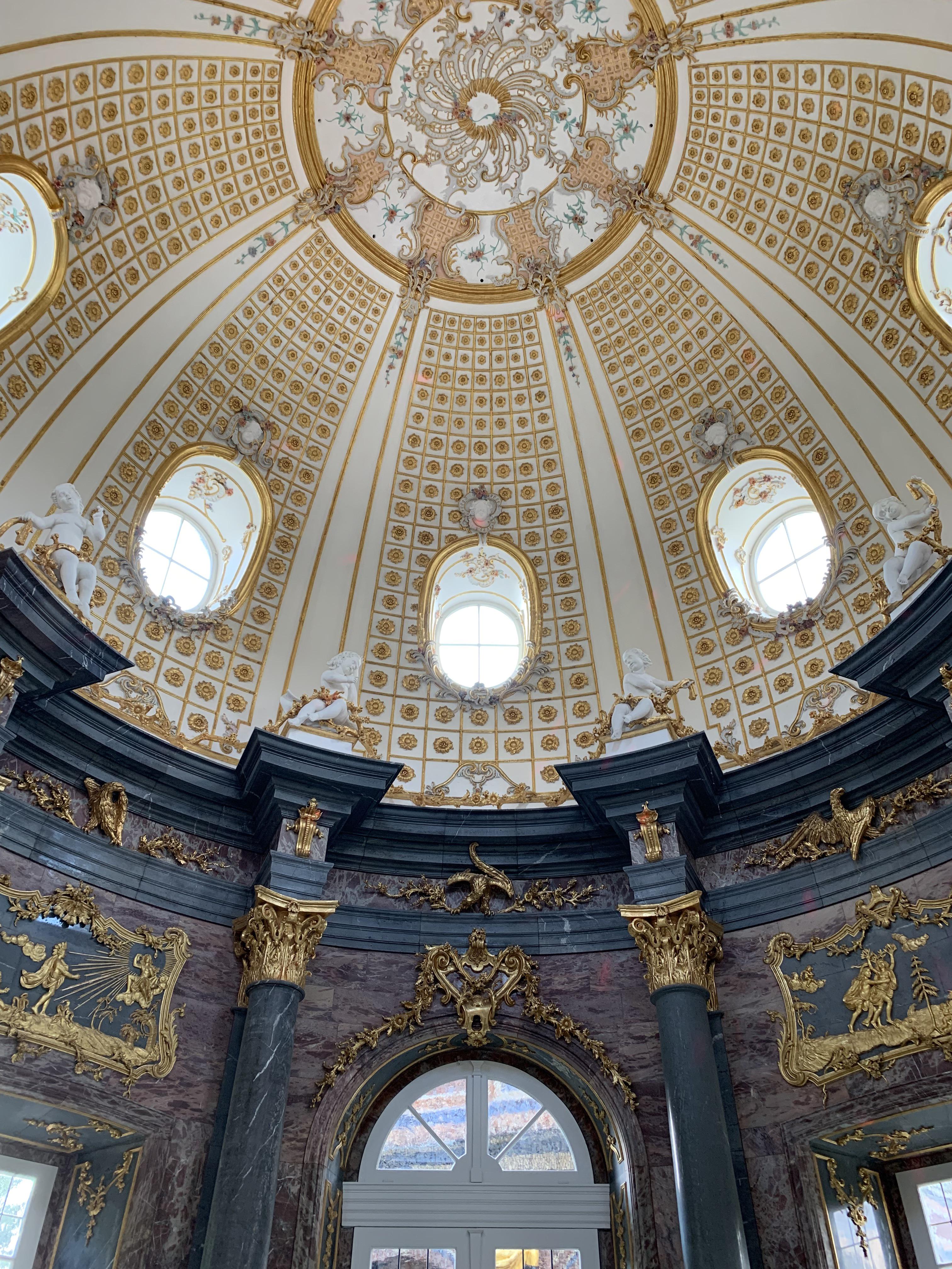 Inside of the sun temple in the Hermitage in Bayreuth, Germany. Part of the new castle built in ...