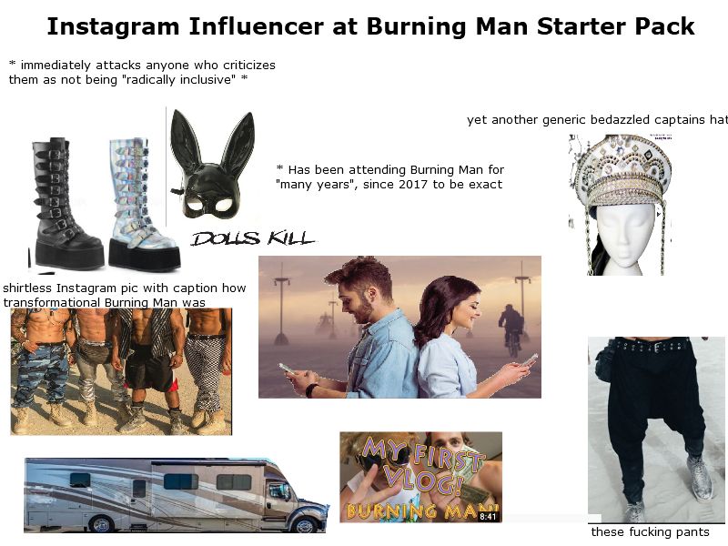 Instagram Influencer at Burning Man Starter Pack | Scrolller