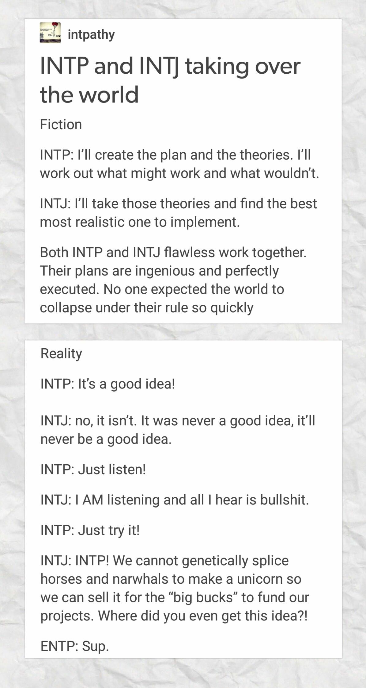 INTP and INTJ taking over the 🌍 | Scrolller