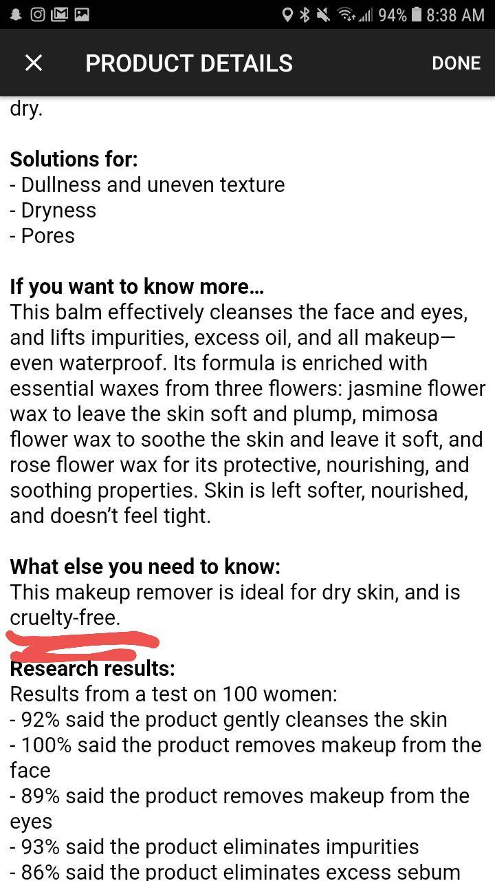 Is the Sephora Brand Cruelty Free now (this is from their Cleansing Oil-in-Balm description ...