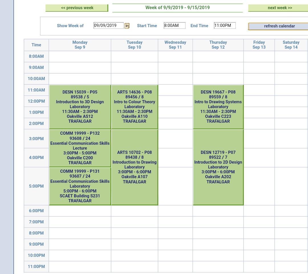 Is this a good schedule for Art Fundamentals? My old schedule had COMM ...
