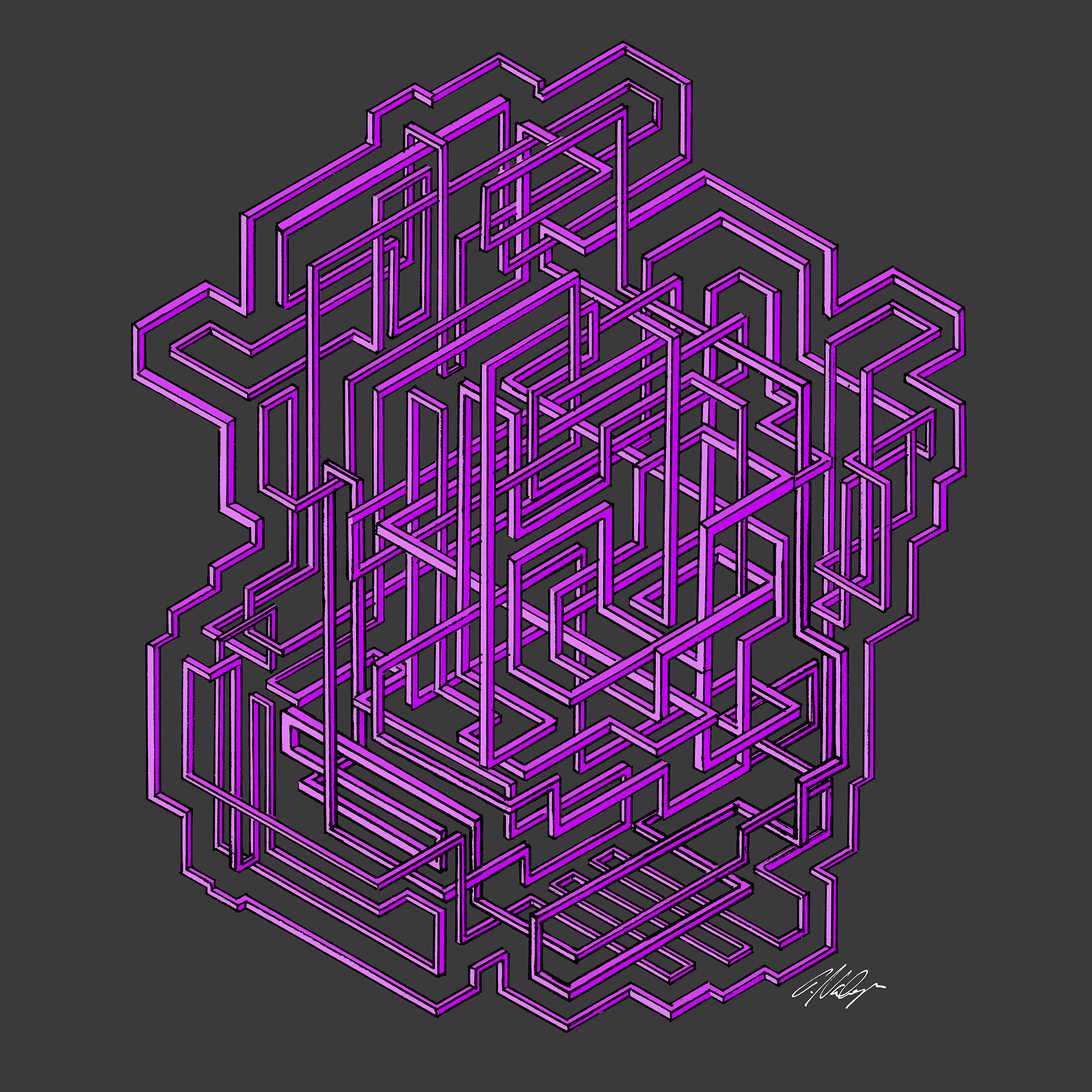 Isometric VI, hand drawn, digitally colorized | Scrolller