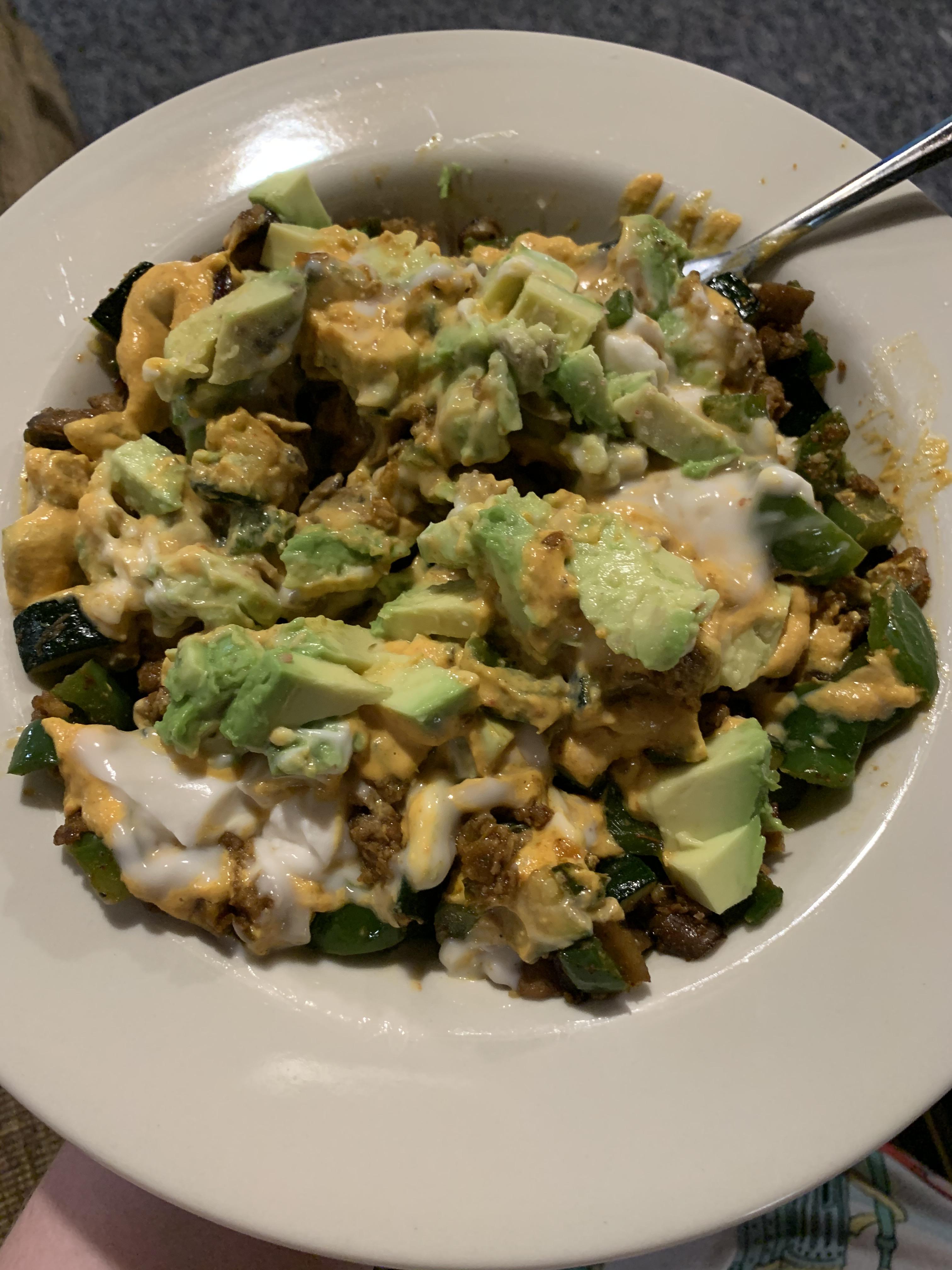 It might not be pretty but my plant based taco bowl was pretty tasty! (Recipe in comments ...
