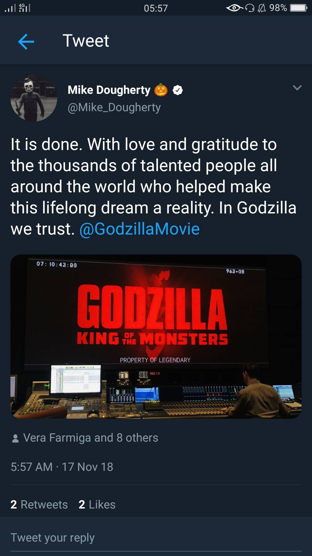 It's official. Godzilla: King of the Monsters has finished post-production. CONFIRMED by ...