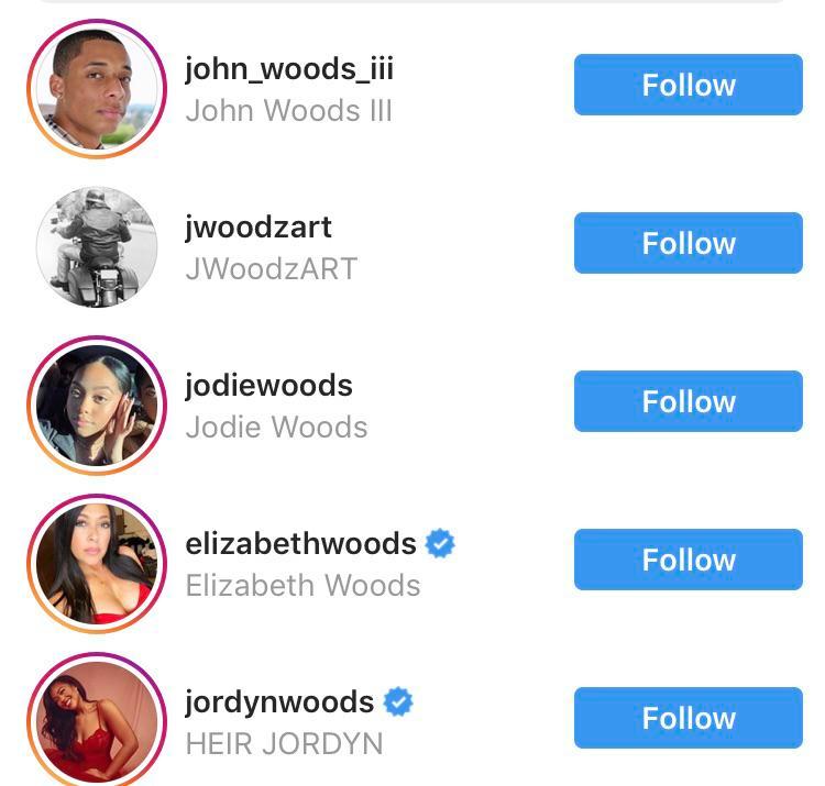 Jaden recently followed 5 people with the last name of “woods” on Instagram, is this some type ...
