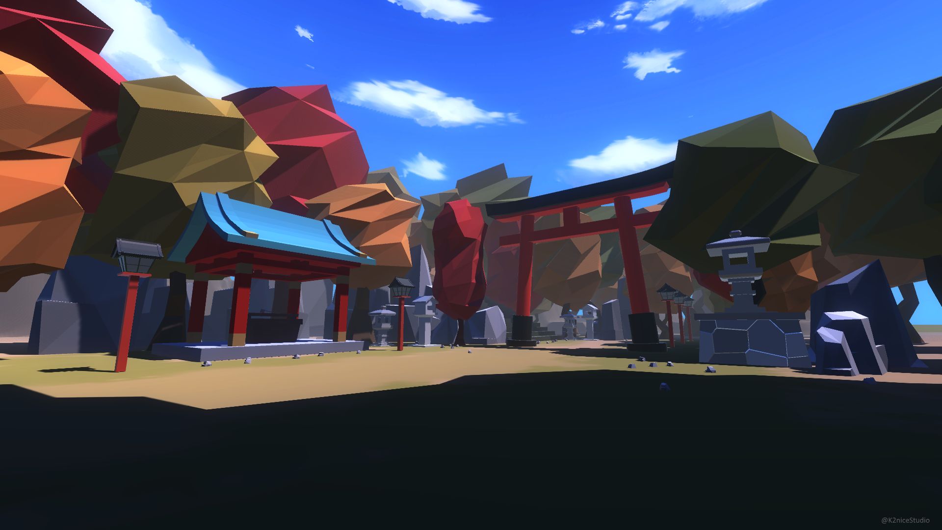Japan shrine low poly. | Scrolller