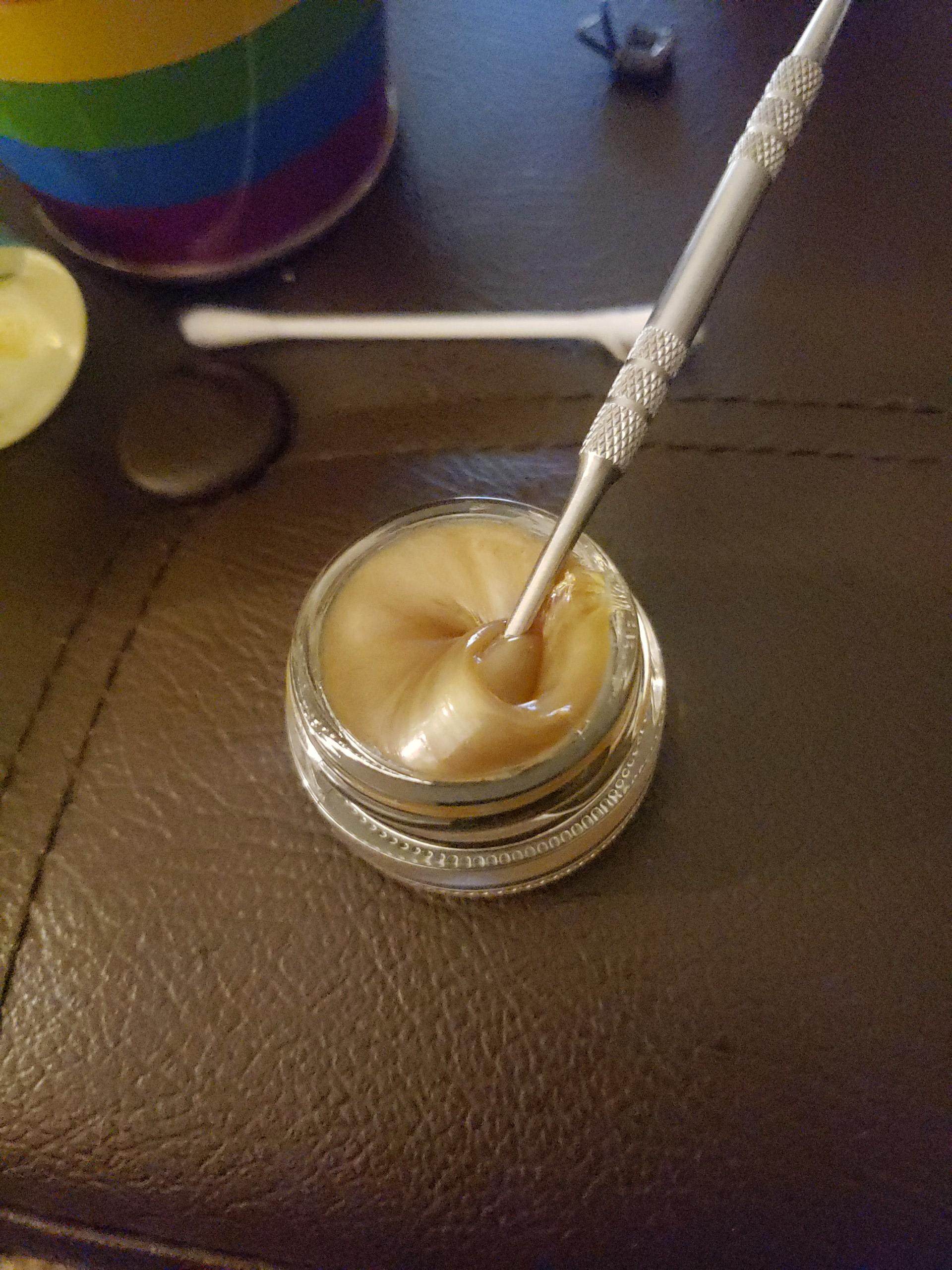 Jar of Champagne OG live rosin. | Scrolller