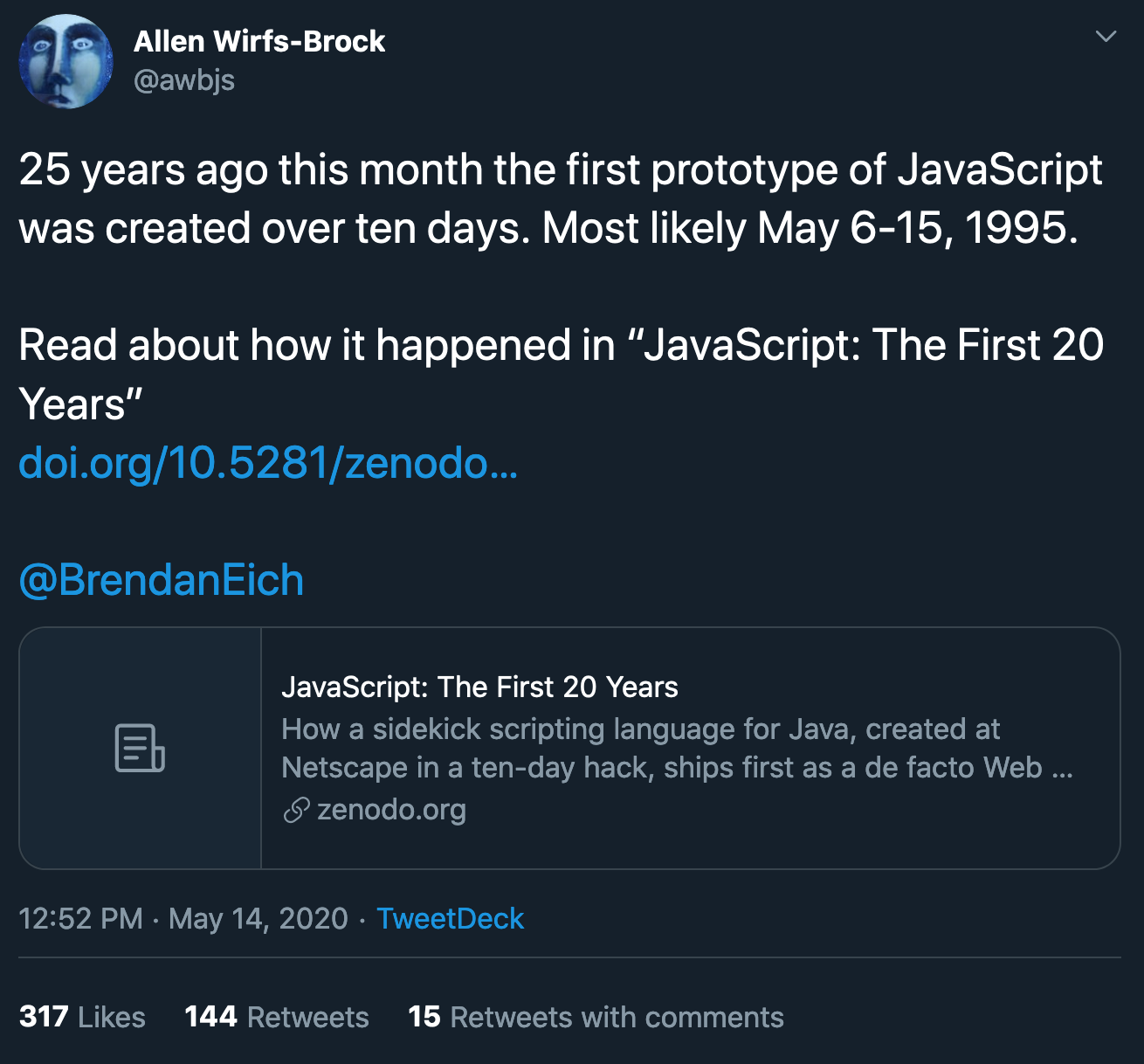 JavaScript is now 25 years old. | Scrolller