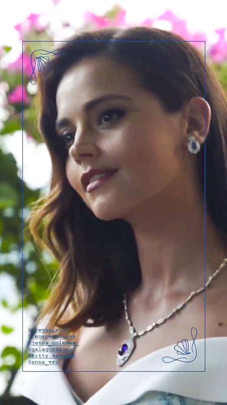 Jenna Coleman, being her unbelievably beautiful self today at Lake Como. | Scrolller