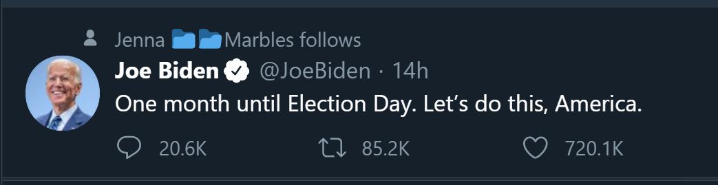 Jenna follows Joe Biden. That makes me happy. :) | Scrolller