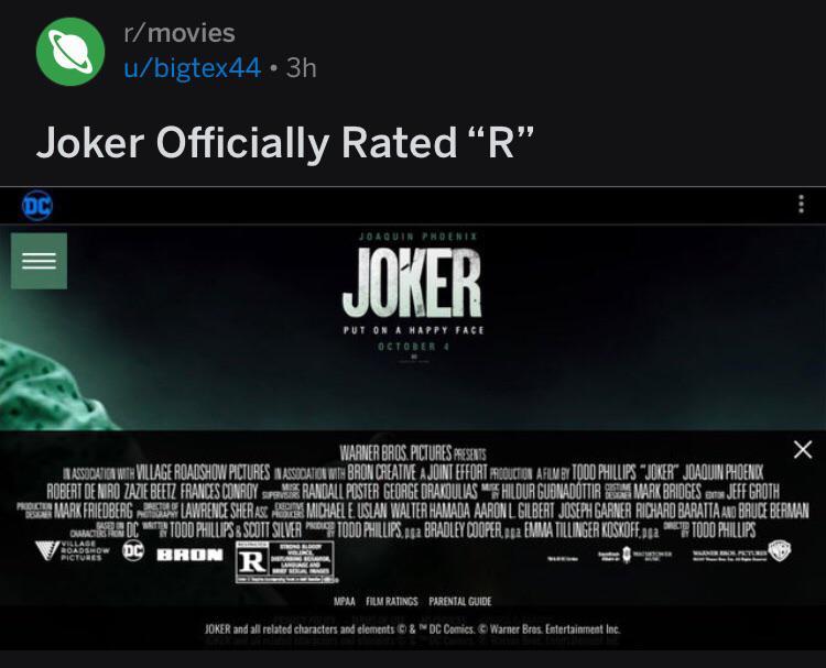 Joker Officially Rated “Gritty Logan-esque Underrated Masterpiece” | Scrolller