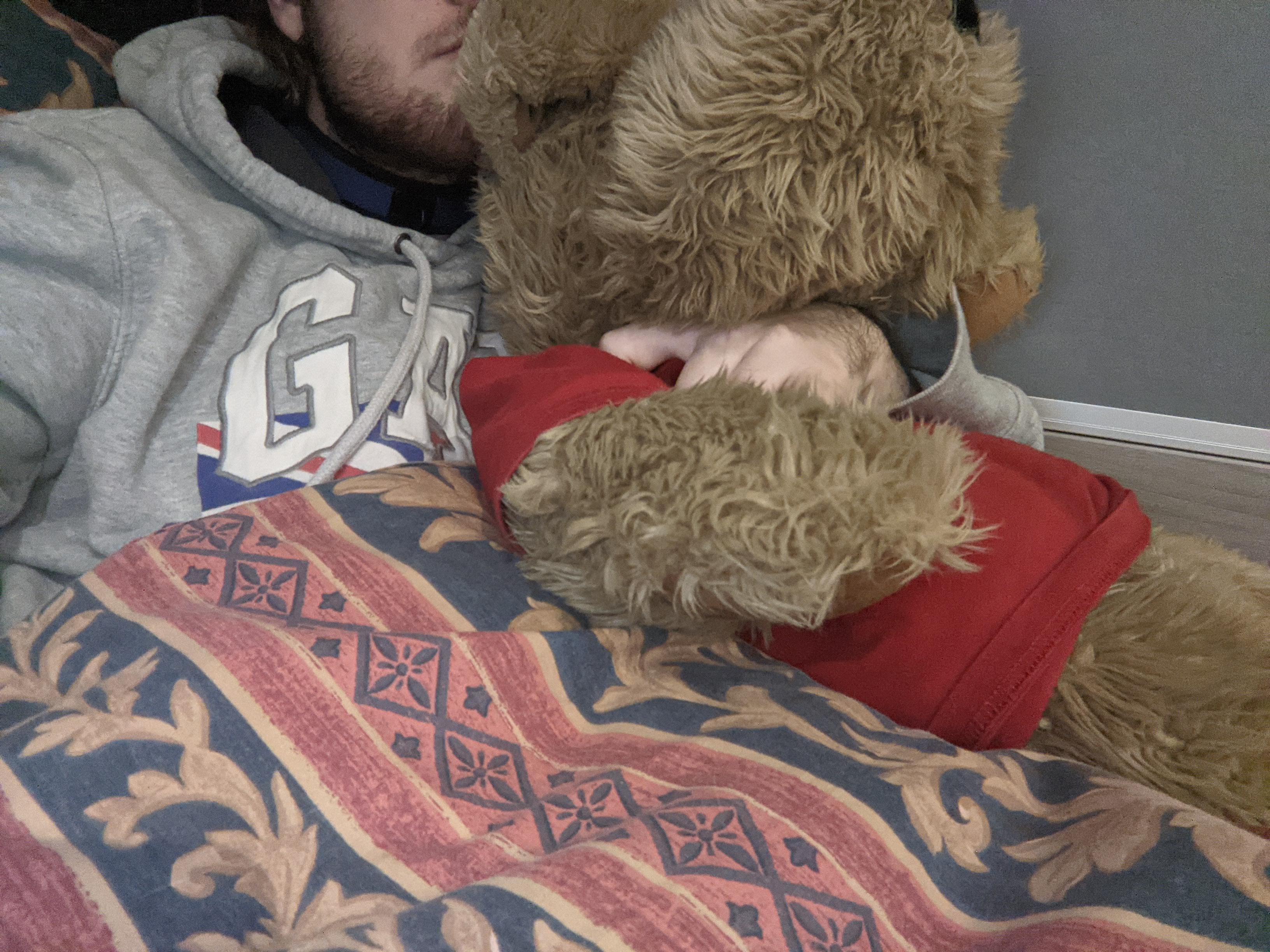 Just a lonely pup cuddling his Teddy Bear... Anyone's interested 👉👈 | Scrolller