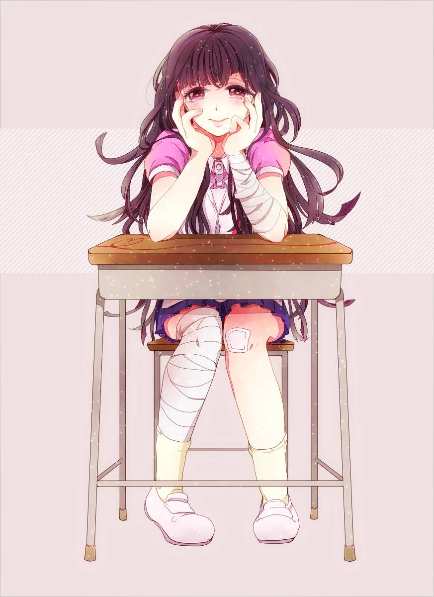 Mikan sitting on her desk looking at someone special to her | Scrolller