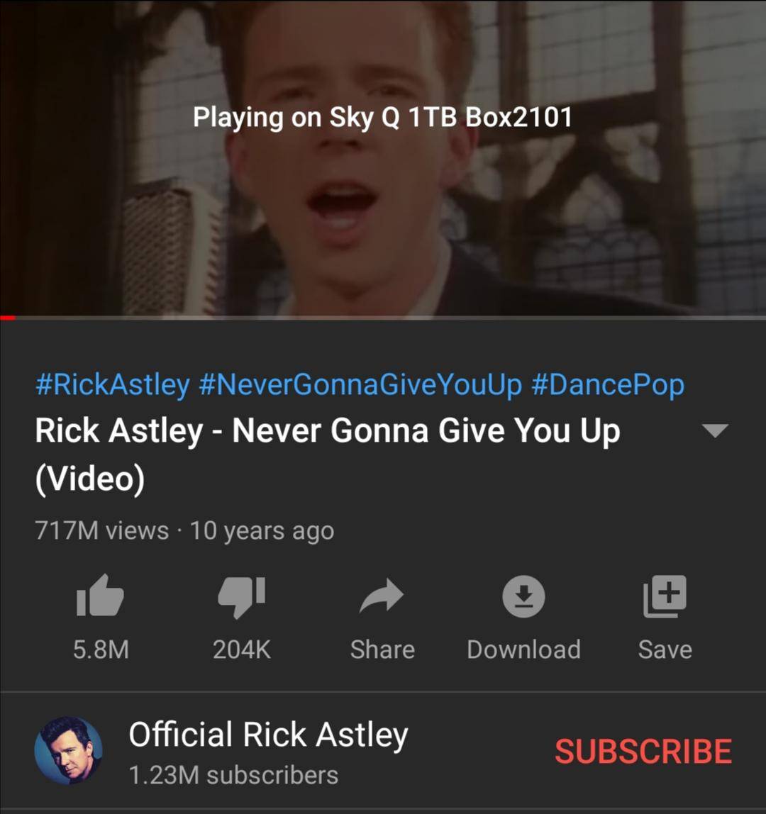 Just Rick rolled my neighbours by casting to their TV. | Scrolller