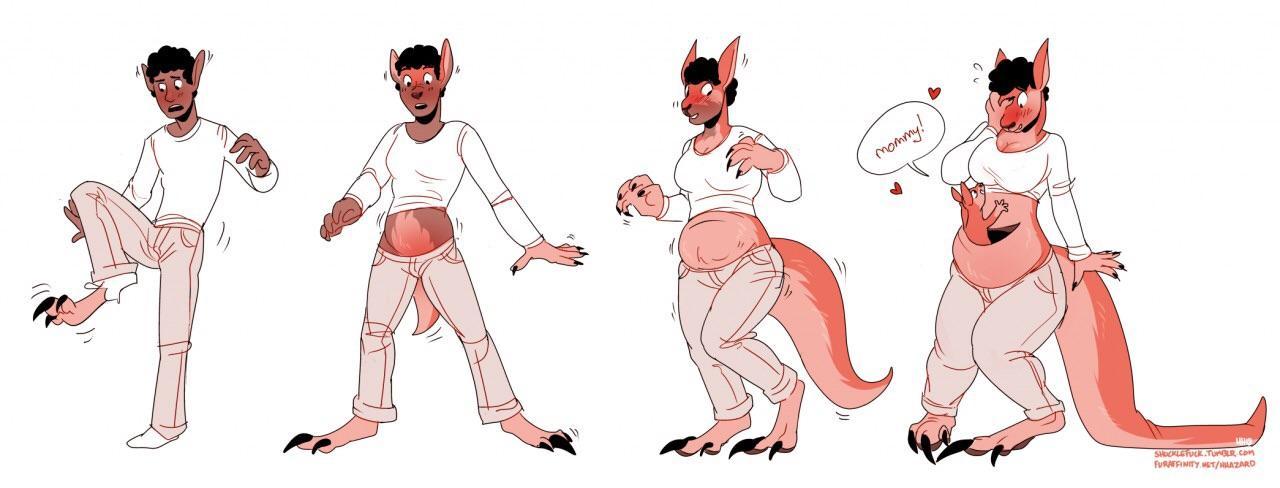 Kangaroo transformation + baby kangaroo (SFW) [M human -> F kangaroo] by Tyroo | Scrolller